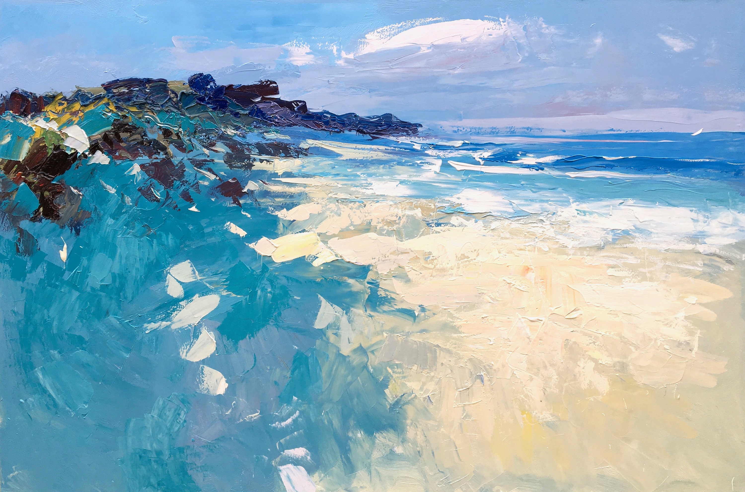 Beach Print Canvas Wall Art Ocean Print Art Print Coastal - Etsy