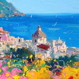 Positano Painting on Canvas, Original Art, Italy Wall Art, Seascape Art ...