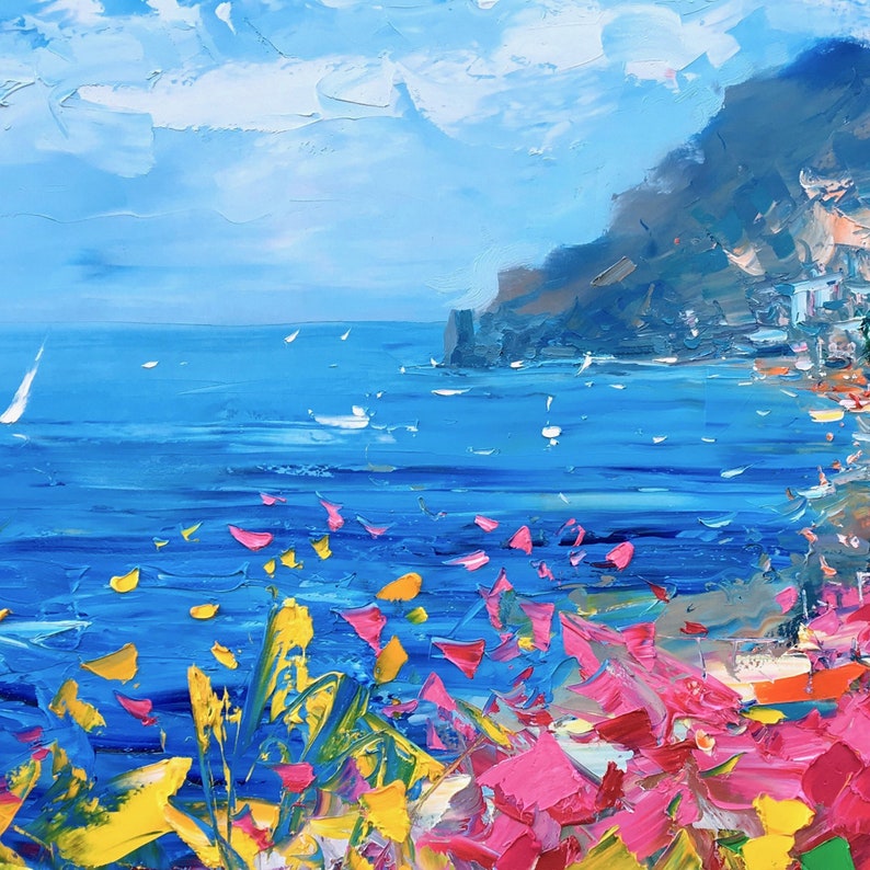 Positano Painting on Canvas Original Art Coastal Wall Art - Etsy
