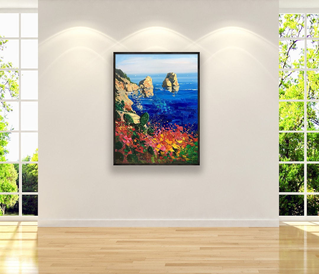 Capri Painting on Canvas, Original Art, Italy Painting, Ocean Art ...