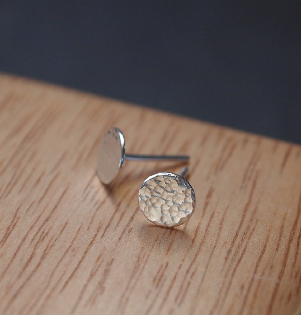 Sterling Silver Earrings Tiny Hammered Silver Studs for - Etsy