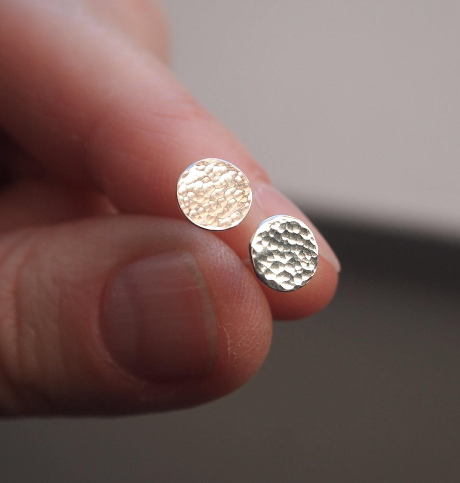 Sterling Silver Earrings Tiny Hammered Silver Studs for - Etsy