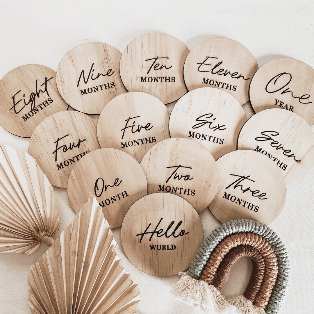 Rustic Baby Milestone Discs: Newborn Photo Prop Set - Etsy Australia