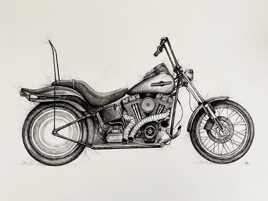 Custom Motorcycle Portrait - Custom Hand Drawn Portrait From Photo ...