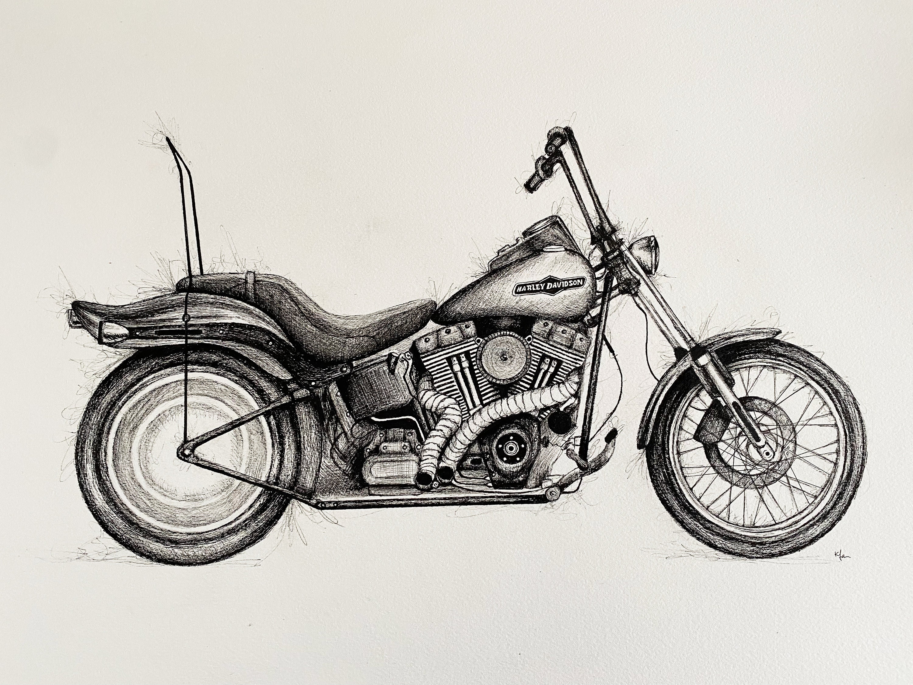 Custom Motorcycle Portrait Custom Hand Drawn Portrait From Photo Ink ...