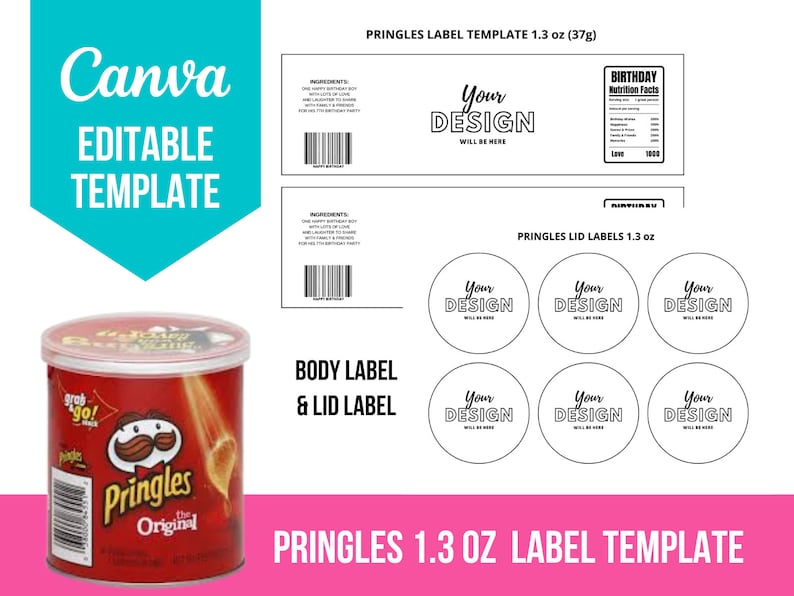 Pringles 1.3 Oz Labels Template Canva Editable Digital Item - Etsy