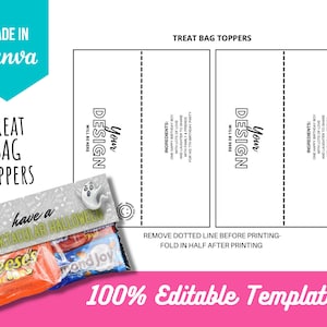Canva Template Treat Bag Toppers Template for Party Gift Bag Canva ...