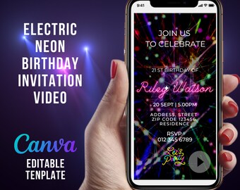 Electric Birthday Invitation - Etsy