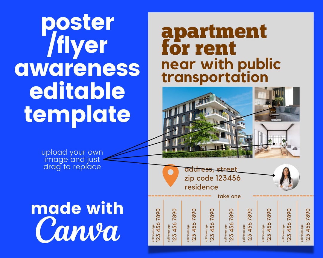 Canva Template, Apartment Room to Let Pr Rent Tear Flyer Awareness ...