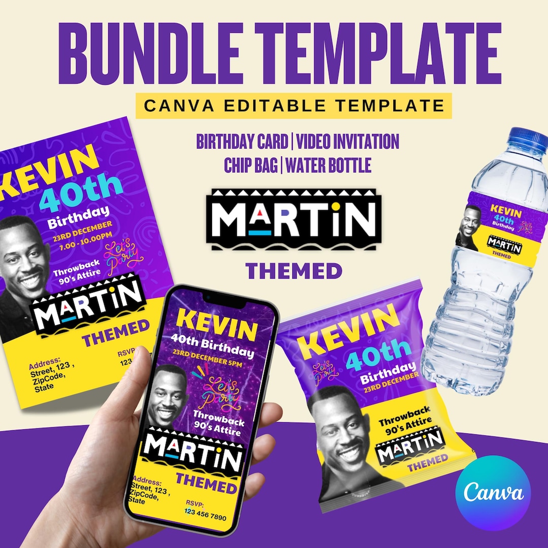 Martin Theme 90s Birthday Invitation | Retro Editable Party Invite ...