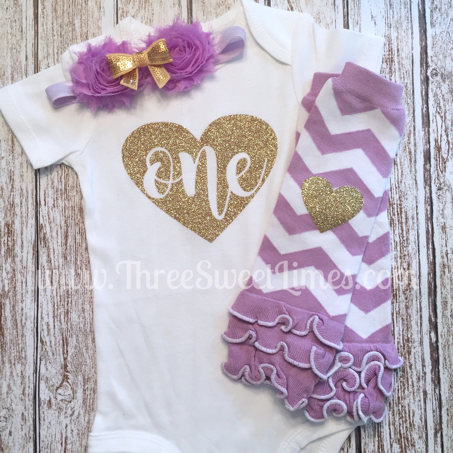 First Birthday Baby Girl Outfit Bodysuit Purple Gold | Etsy