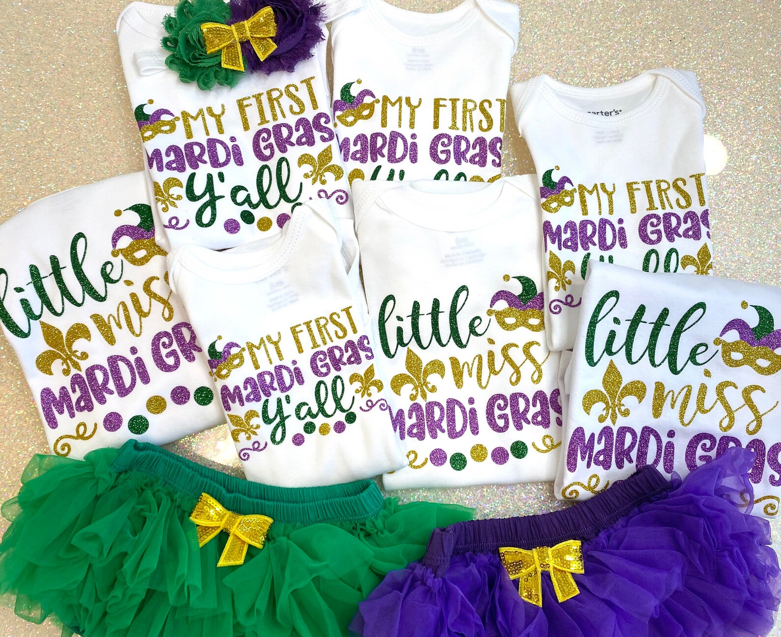 Baby Girl Mardi Gras Outfit 1st Little Miss Mardi Gras Gift | Etsy