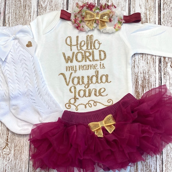 Hello World Newborn Outfit Girl - Etsy
