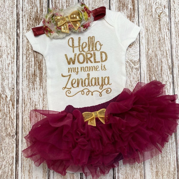 Hello World Newborn Outfit Girl - Etsy