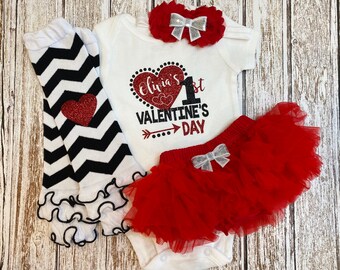 First Valentine's Day Valentine Baby Girl Outfit | Etsy