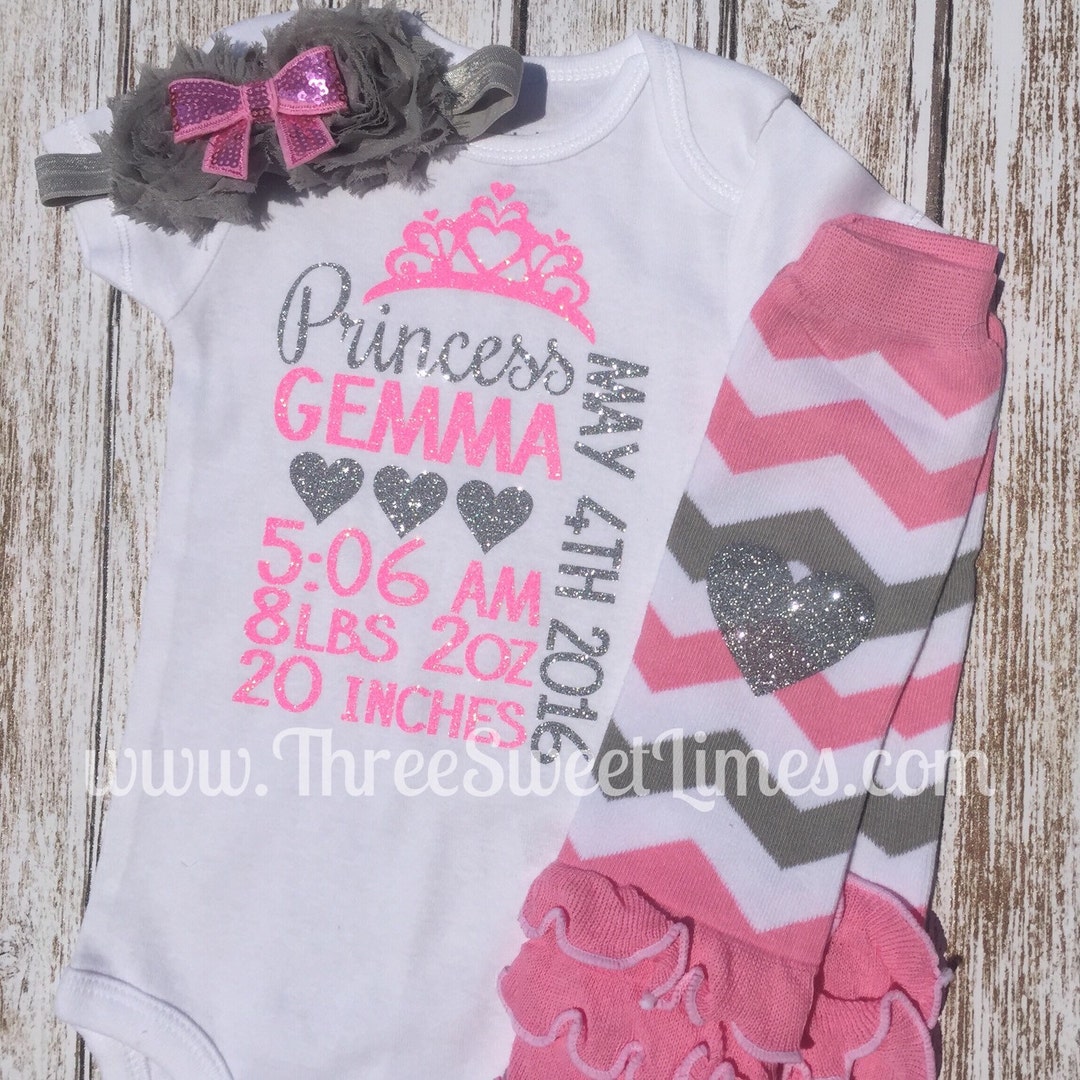 Birth Stats Baby Girl Outfit Newborn Stats | Hospital Infant Bodysuit ...