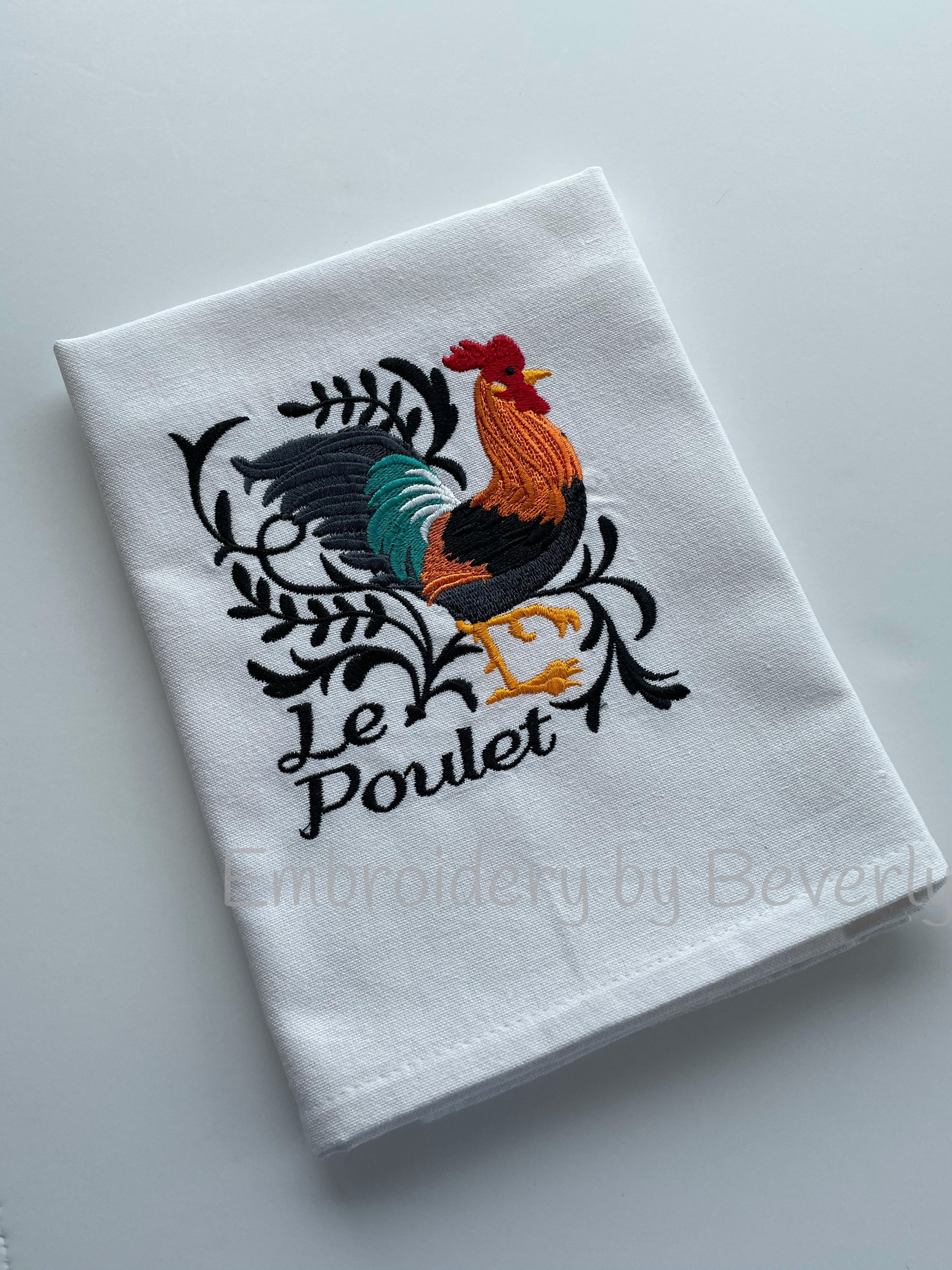 French Rooster Le Poulet Tea Towel Colorful French | Etsy