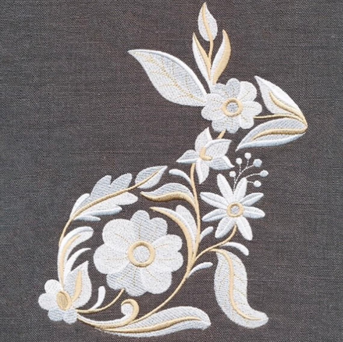 Bunny Apron, Rabbit Apron, Embroidered Flowers on Poly Blend Apron ...