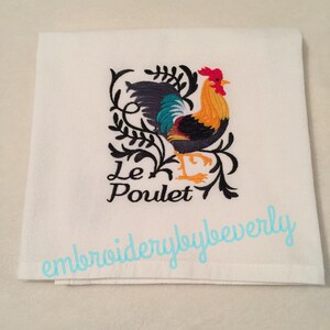 French Rooster, Le Poulet Tea Towel, Colorful French Embroidered ...