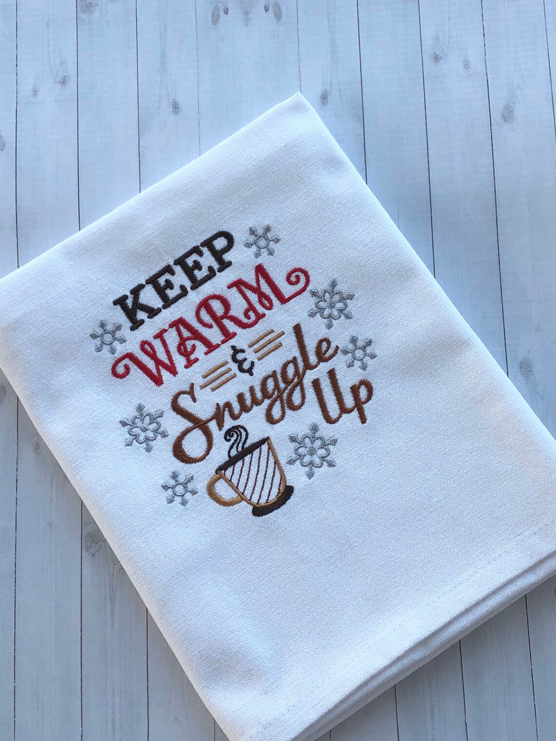 Keep Warm Snuggle Up Embroidered Towel. - Etsy