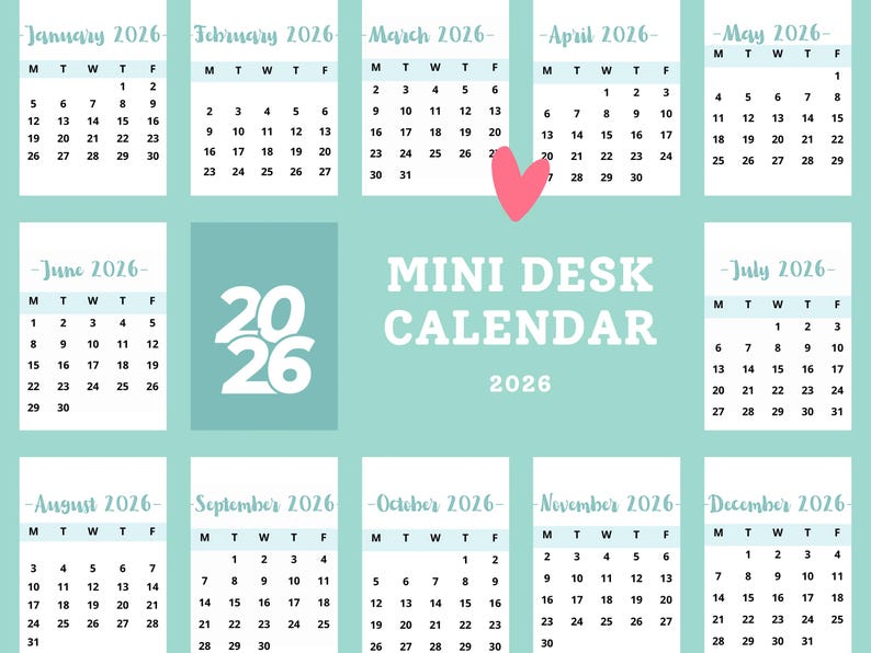 Printable 2026 Mini Desk Calendar | Pastel Digital Flip Calendar ...