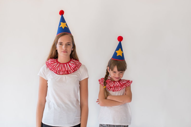 Blue Clown Hat With Red Stripes Collar - Etsy