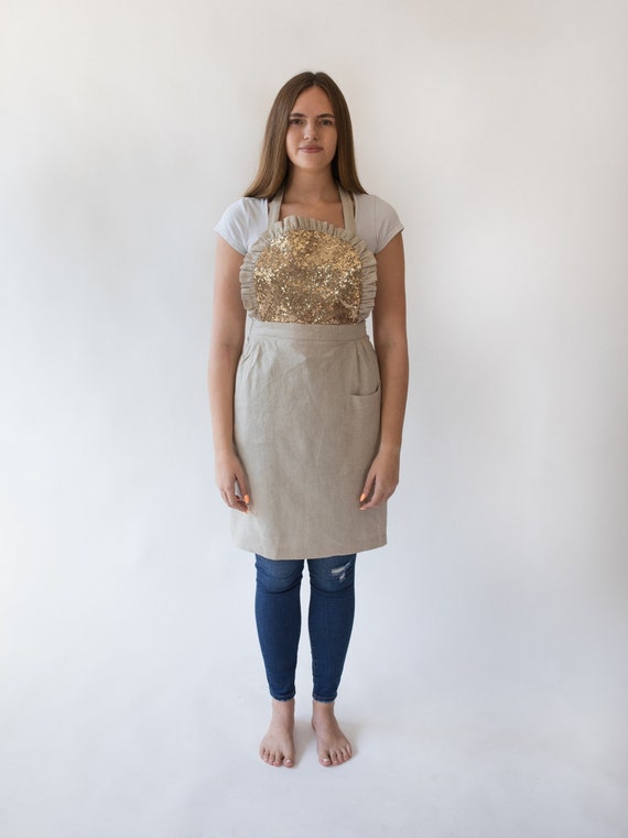 Gold Apron for Woman | Etsy