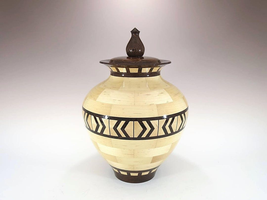 Adult Wood Artistic Cremation Urn - Human Urn / Segmented Urn ...