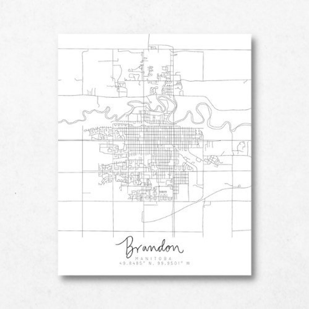 Brandon Hand Drawn Minimal Map Brandon MB Map Brandon Map - Etsy