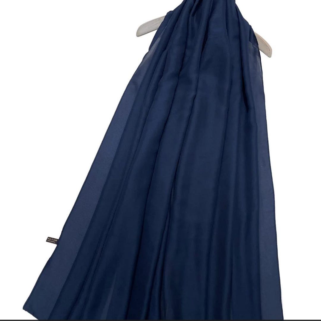 Navy Blue Silk Scarf Navy Silky Shawl Womens Scarf Headscarf Silk Shawl ...