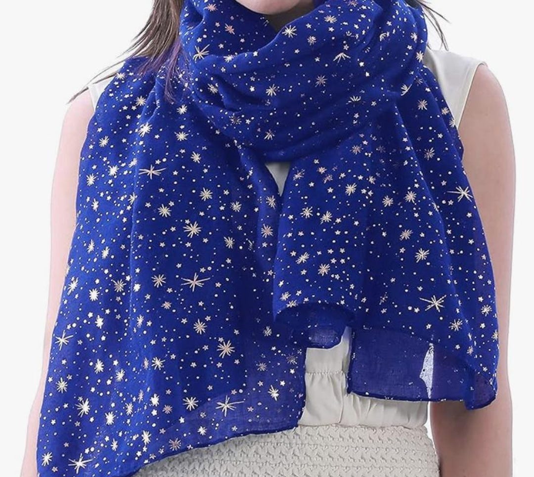Royal Blue Galaxy Stars Scarf Gold Stars Shawl by Kuati Mayfair - Etsy