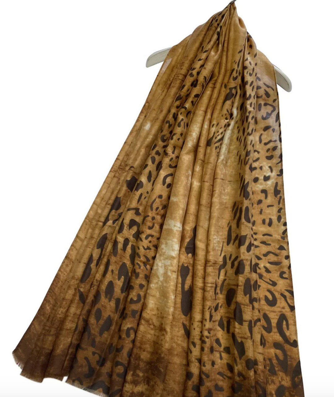 Orange Rust Leopard Animal Print Distressed Frayed Scarf by Kuati ...