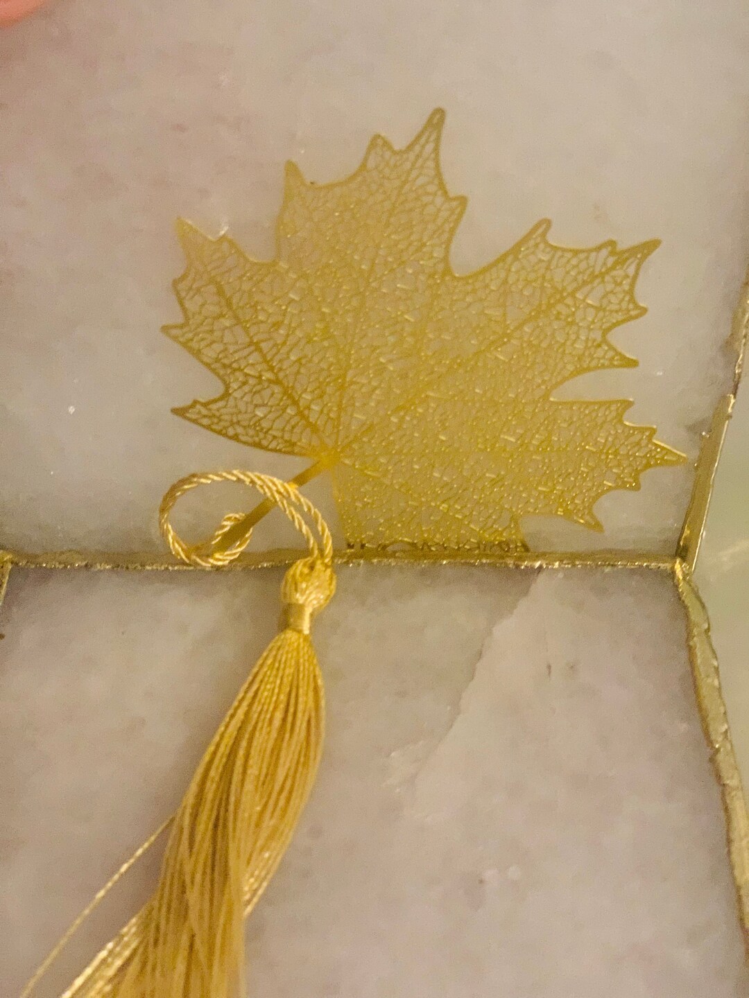 Gold Maple Leaf Bookmark With Gold Tassel Gold Kawaii Bookmark Leaf ...