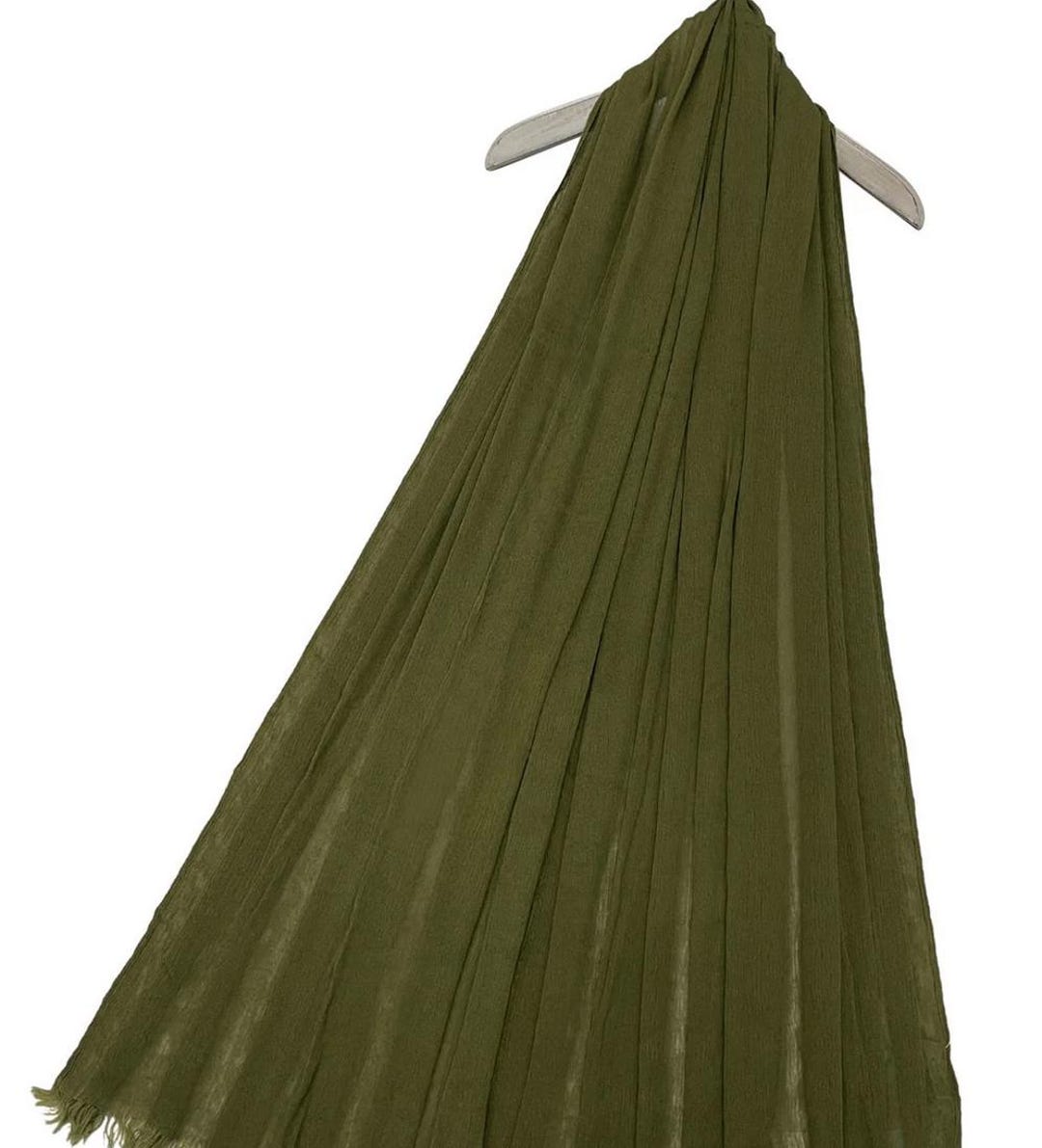 Olive Green Frayed Scarf Shawl Plain Scarf by Kuati Mayfair - Etsy