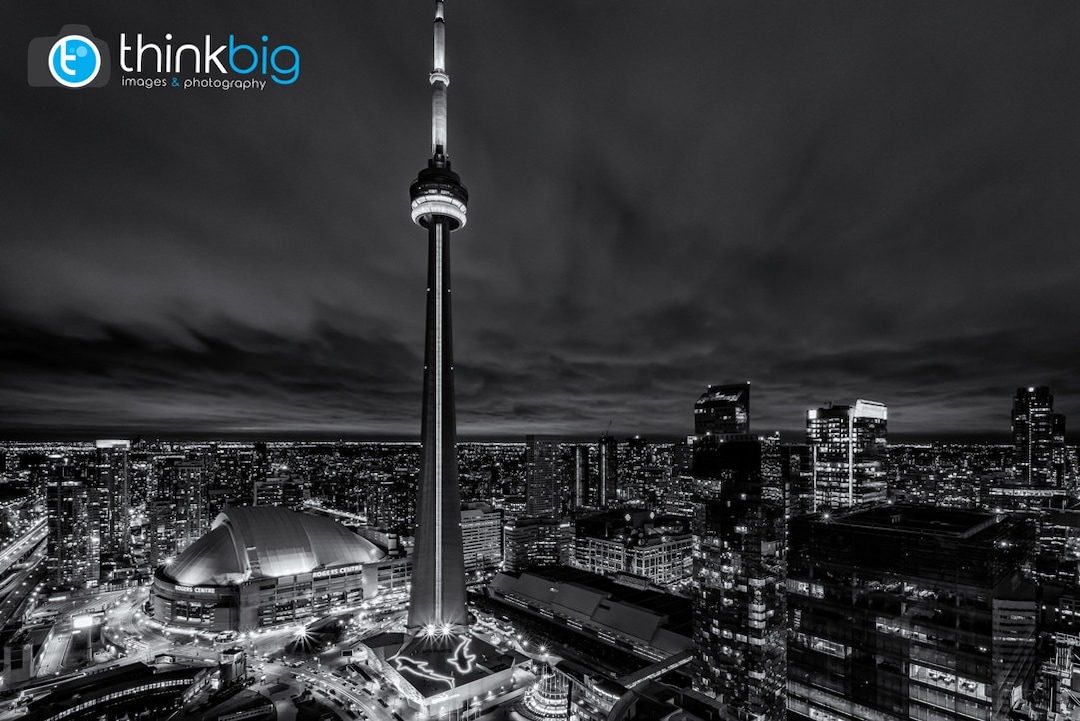 Toronto Skyline Print, Black and White Photography, CN Tower, Downtown ...