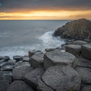Giants Causeway Sunset Print, Antrim Coast Photo, Northern Ireland ...