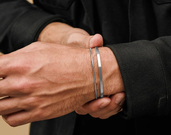 Men's Thin Hammered NICKEL SILVER Cuff Bracelet, Thin Silver Cuff ...