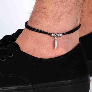 Black Anklet for Men, Men's Anklet, Men's Ankle Bracelet, Foot Jewelry ...