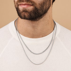 Necklace Set, Men's Silver Necklace,men's Chain Necklace, Waterproof ...