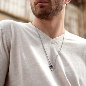 Triangle Necklace, Men's Silver Necklace, Men's Geometric Necklace ...