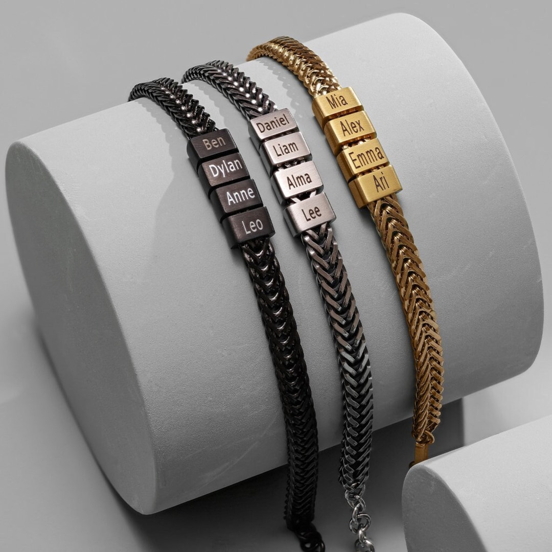 Engraved Father Gift, Custom Bracelet for Dad With Kids Name ...