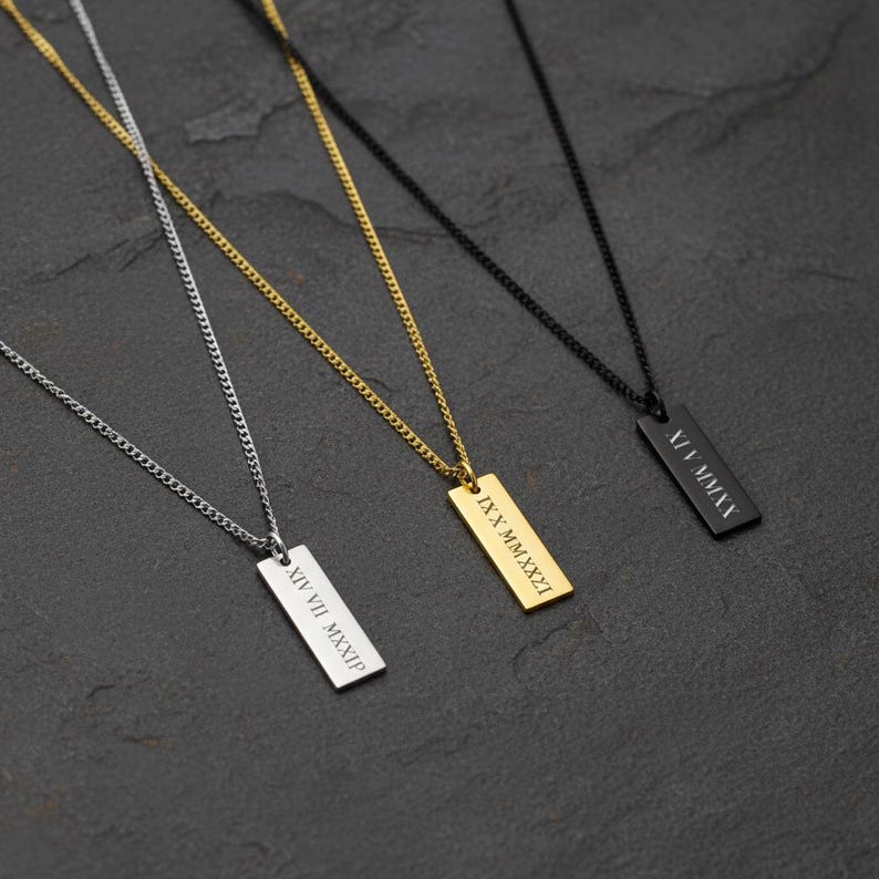 Gold Engraving Pendant, Personalised Date Pendant, Custom Name Pendant ...