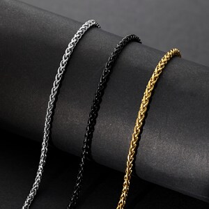 Minimalist Dainty Black Stainless Steel Chain Bracelet for Men, Men's ...