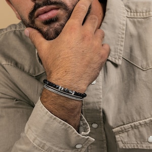 Minimalist Waterproof Men's Bracelet Set, Simple Stainless Steel ...