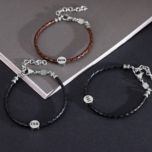 Personalized Mens Leather Bracelet, Initial Bracelet, Name Bracelet ...