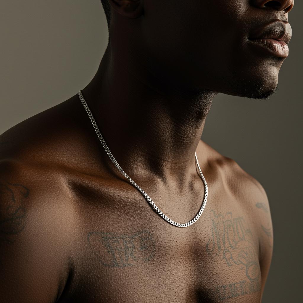 Waterproof Men's Silver Chain Necklace, Stainless Steel Thin Chain for ...