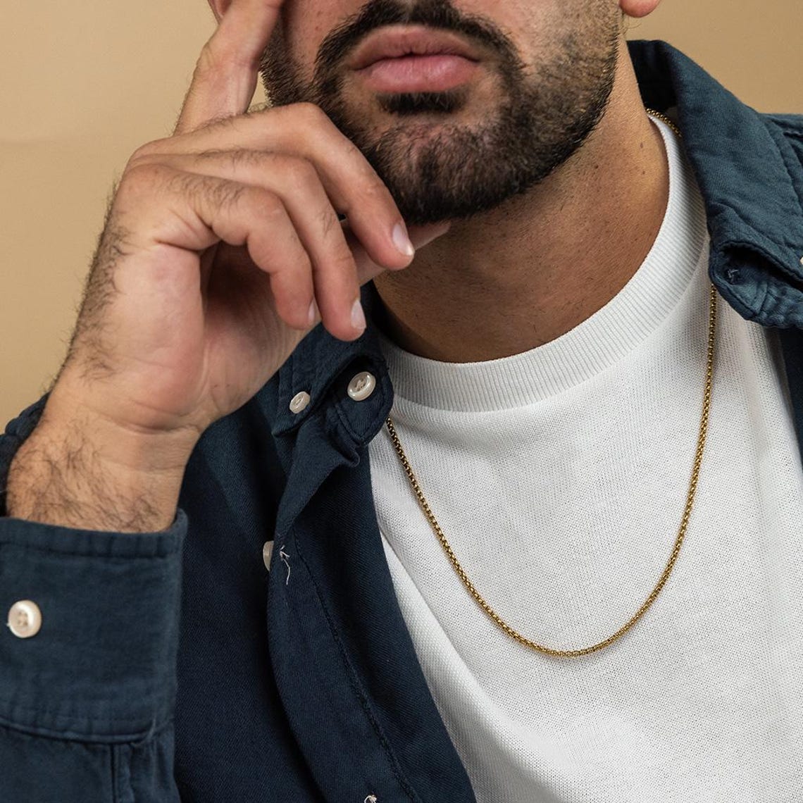 Personalized Waterproof Gold Chain Necklace for Men, Custom Men's Gold ...