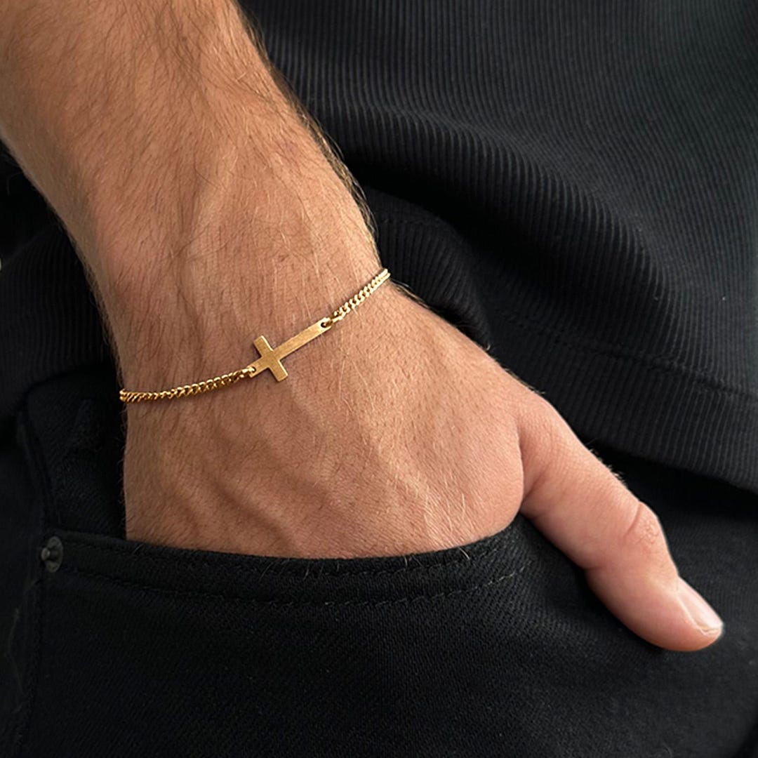 Gold Cross Bracelet for Men,gold Bracelet,christian Faith Bracelet ...