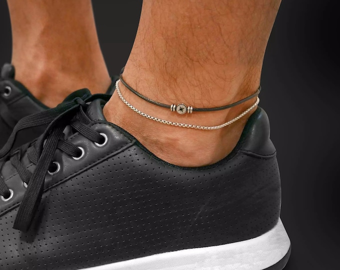 Men's Black Anklet, Men's Ankle Bracelet, Anklet for Men, Beaded Anklet ...