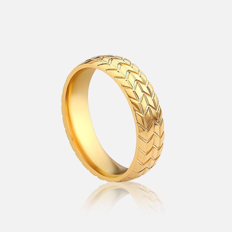 Men's Etched Ring Men's Gold Ring Men's Textured - Etsy